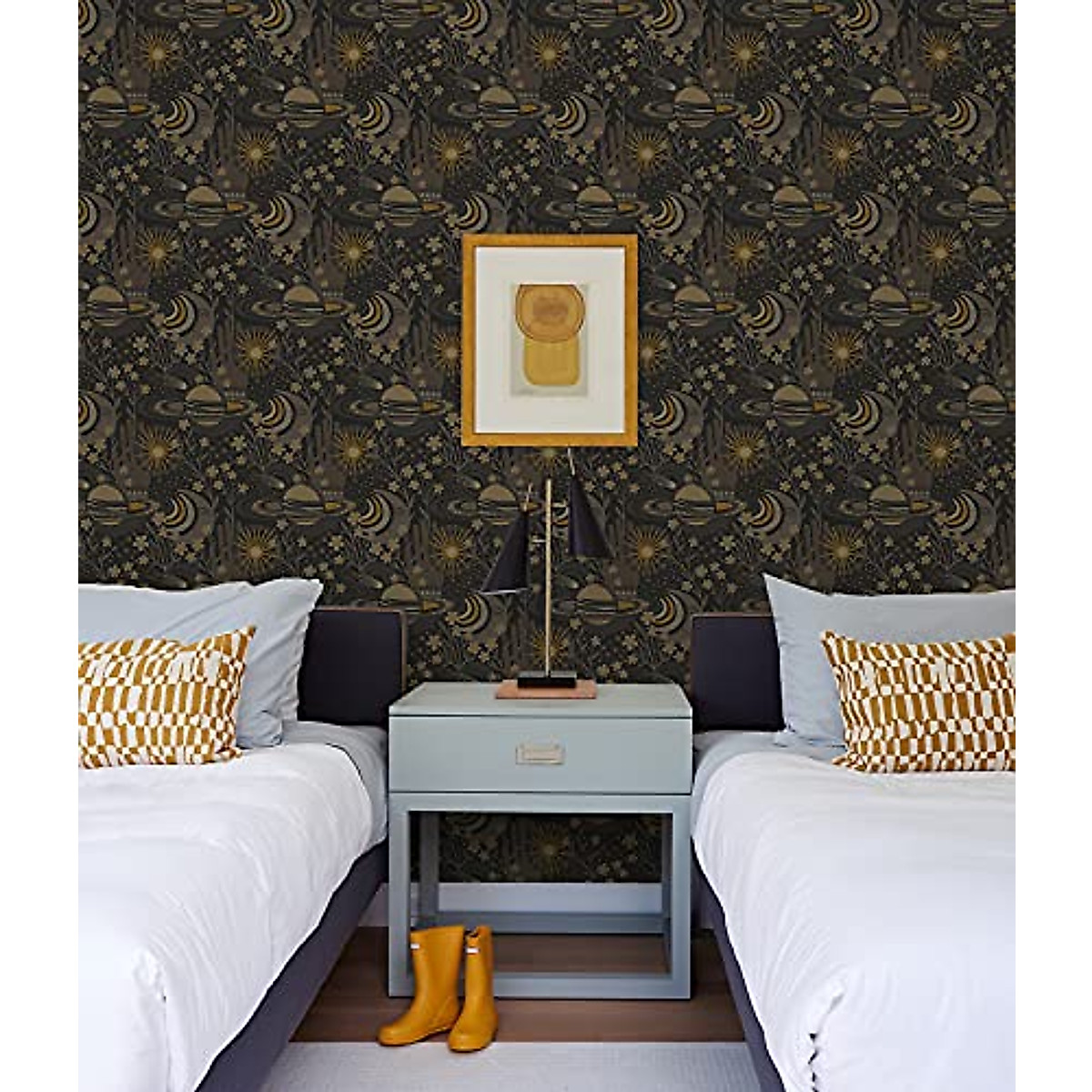 Pip & Lo PLS4210 Black Ethereal Cosmos Peel Stick Wallpaper, Brown