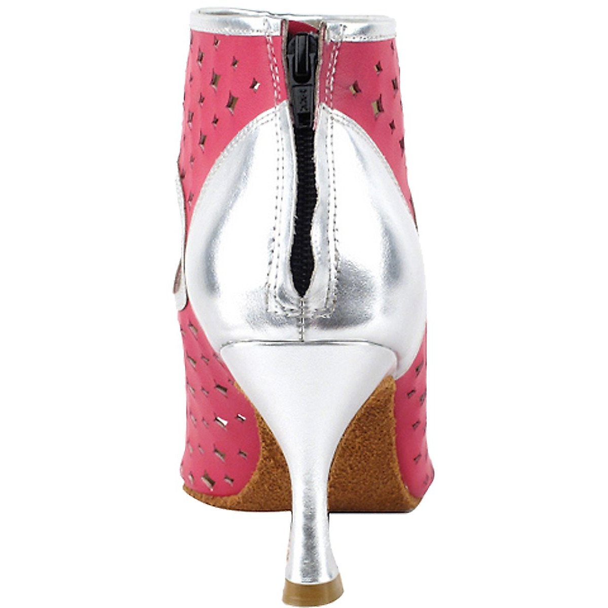 Very Fine Women's Salsa Ballroom Tango Dance Shoes CD3022 Bundle with Shoe Brush, Peach & Silver 8.5 M US 3"