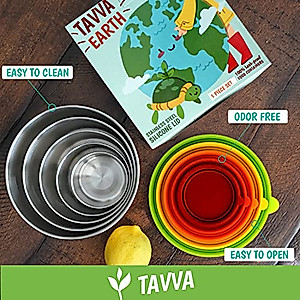 TAVVA Bundle Dips Salad Dressing Container To Go – 3X1.5oz Containers Earth Stainless Steel Food Containers [Set of 5]