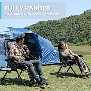 EVER ADVANCED Oversize XL Zero Gravity Outdoor Recliner with Cup Holder Padded Patio Lounger Chair with Adjustable Headrest Support 350lbs (Olive Green)