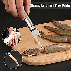 CookDaoMo 5 Pcs Stainless Steel Seafood Tools Set, Includes Fish Scaler, Shrimp Line Fish Maw Knife, Shrimp Peeler, Oyster Shucking Knife and Crab Cracker