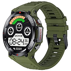 Yihou Fitness Tracker Military Smart Watch for Men Bluetooth Call Watch Message Reminder Waterproof Pedometer Step Counter Calorie Tactical Sport Smart Watch for Android Phones Compatible iPhone