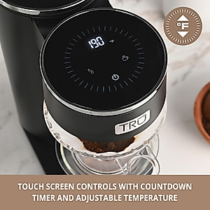 TRU Automatic Pour Over Coffee Maker with Digital Controls - Auto Coffee Maker with Plastic Cone Dripper - Coffee Brewer for Household Use