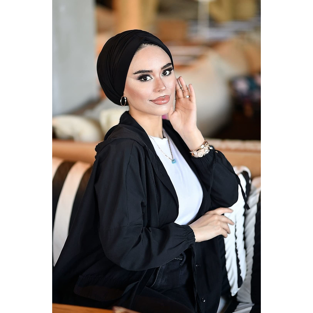 para life Dubai Turban-Turbans For Women-Hijab For Women|Hair Wraps-Head Wraps For Women|Hijab Undercap-Caps-Instant Hijab (Dubai Turban, Black)