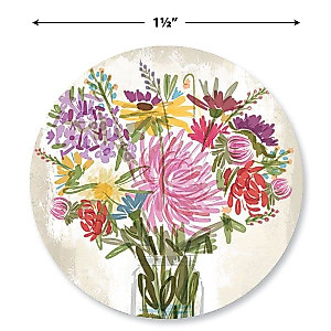 Wildflower Wishes Birthday Seals - Set of 24 Envelope Seals, 1 1/2 Inch Diameter