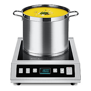 AMZCHEF Induction Cooktop Commercial, Professional Portable Induction Burner, 1800W Countertop Stove Burner with ETL-Certified Induction Hot Plate 3 Hours Timer,8 Temperature & Power Levels,LCD Screen