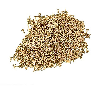 Small Household Screw, Linwood Phillips Flat Head Wood Screw [DIY Screw] for Kitchen/Office Decoration, Boxes/Pictures Decorative Accessories, ＃3 Screw, 200pcs (2×6mm/0.07×0.23in, Gold)