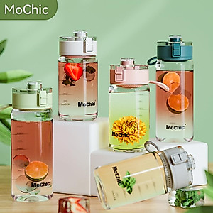 MOCHIC CUPWater Bottle 15oz Wide Mouth Water Bottle transparent Water Jug Leakproof Durable Removable Strainer for Fitness, Gym, Outdoor Sport (pink)