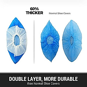 Heavy Duty Shoe Covers Disposable Non Slip Waterproof, 50 Pack, Double Layer Bottom, Extra Heavy Duty Durable Booties, One Size Fits Most