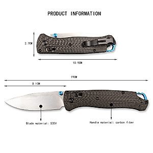 HUAAO EDC Bugout Knife, Axis Lock Knife with 8Cr13MoV Blade, Carbon Fiber Handle, Folding Pocket Knife with Belt Clip for Camping