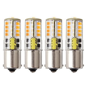 HRYSPN 4PCS BA15S LED Bulb 12V, Waterproof Bulb, 1141 1156 Bayonet Single Contact Base for Landscape RV Camper Interior Marine Boat Trailer Lights, Warm White 3000K