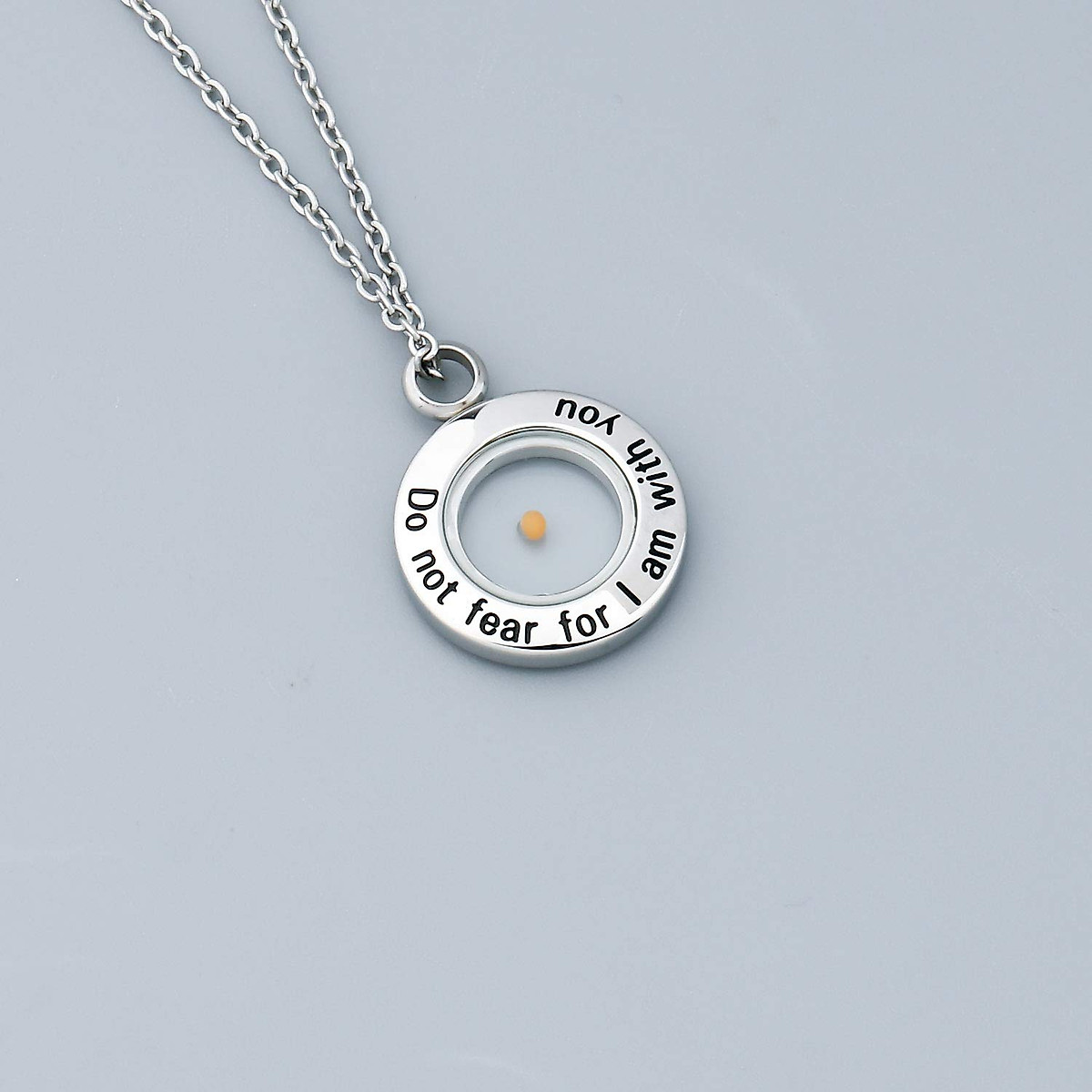 WUSUANED Mustard Seed Faith Necklace Seed Charm with Bible Verse Inscription Christian Pendant Religious Jewelry Inspirational Christian Gift for Women (Do not fear necklace)