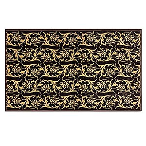 House, Home and More Skid-Resistant Carpet Indoor Area Rug Floor Mat – Laurel Lane – Espresso Brown & Golden Cream – 3 Feet X 5 Feet