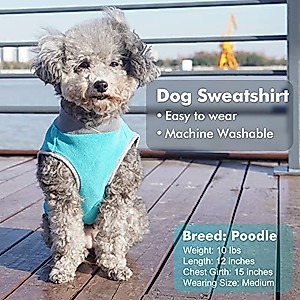 cyeollo 2 Pack Dog Sweatshirts Fleece Jacket with Reflective Stripe Pullover Stretchy Dog Sweater Soft Pet Clothes Lightweight Dog Sweaters for Small Dogs Turquoise & Grey