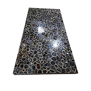36 x 60 Inches Black Agate Stone Epoxy Art Conference Table Top for Hotel Decor Rectangle Shape Marble Dining Table