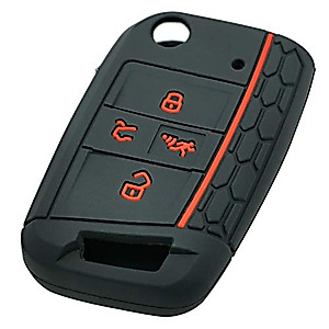 2Pcs Coolbestda Compatible with 2020 2019 2018 2017 VW Golf Alltrack Sportwagen GTI Tiguan Atlas POLO Skoda Octavia Flip Out Key Fob Case Cover Skin Jacket Pouch Sleeve Glove Protector NBGFS12A01