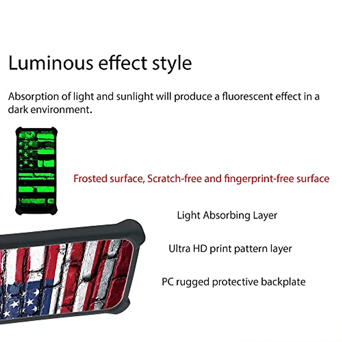 jioeuinly TCL ION V Case Compatible with TCL ION X Phone Case TCL 40Z 40 Z Phone Case T607DL Cover [with Tempered Glass Screen Protector][Ring Support][Luminous Effect] YGH-GQ