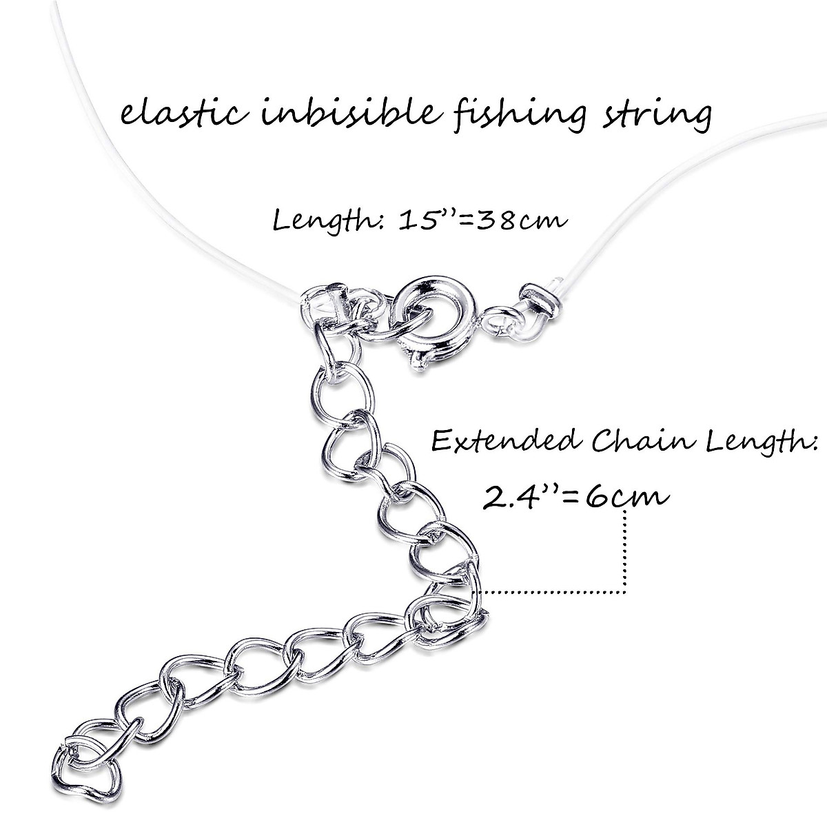 MILACOLATO 5Pcs Transparent Fishing Line Necklace Solitaire Dazzling Zircon Clear Pearl Choker Necklace