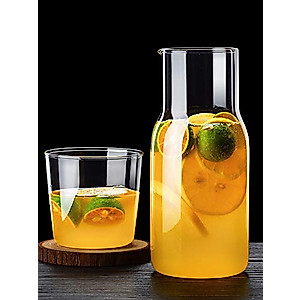 Bedside Carafe Night Water Carafe with Tumbler Glass 2 Piece Water Carafe Set for a Handy Midnight Drink,Heat Resistant Glass,14 oz