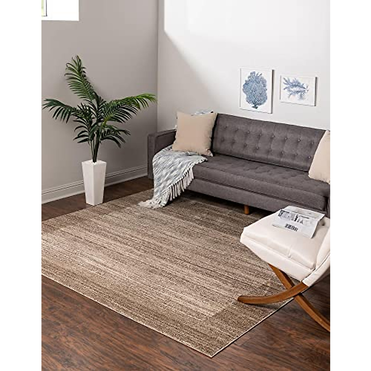Unique Loom Del Mar Collection Area Rug - Abigail (7' 10" Square, Beige/ Ivory)