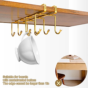 KALYLOC Coffee Mug Holder Under Shelf, Durable 8 Hooks Coffee Mug Hangers Under Cabinet, Champagne Cup Hanger Organizer for Kitchen Utensils Scarf Keys Storage