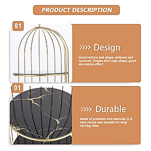 Beavorty 2- Tier Cake Stands with Bird Cage Shaped, Metal Cupcake Stand Birdcage Design Cake Holder Dessert Serving Platter Tray for Wedding Birthday Party Dessert Fruits Display Golden