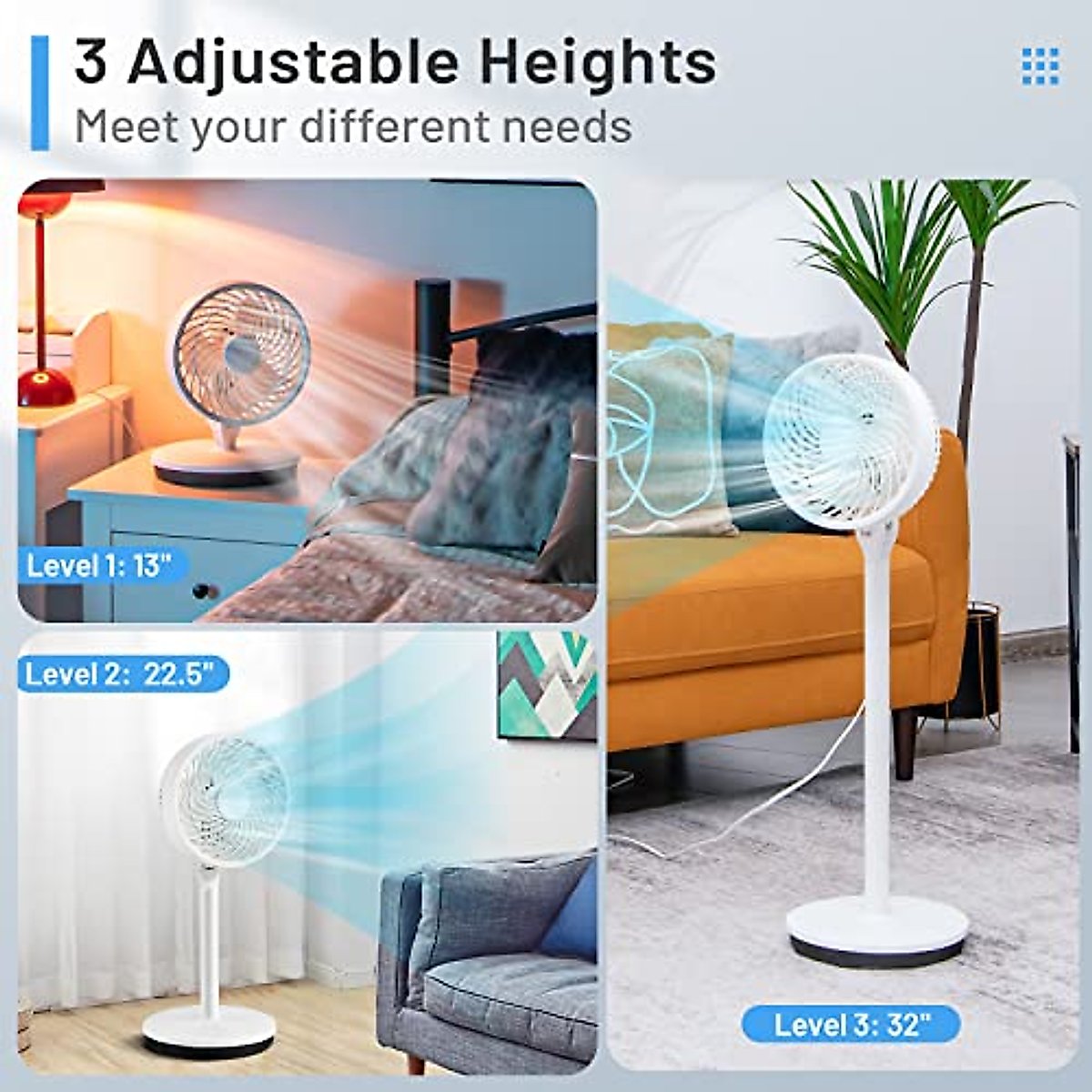 Tangkula Oscillating Pedestal Fan with Remote Control, 3 Heights Standing Fan, Portable Floor Fan with 3 Wind Speeds, 1-7 H Timer, Quiet Stand Fan with 85° Oscillation & 100° Tilt for Home Office