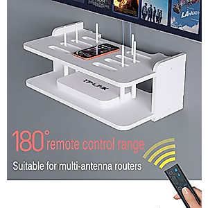 TV Background Wall Wood-Plastic Panel Set-top Box Shelf, Living Room Wall WiFi Wireless Router Projector Shelf - White. Floating Wall Shelf