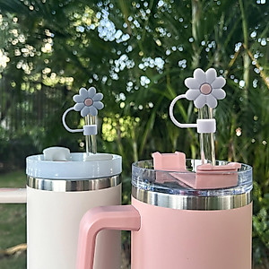 5Pcs Silicone Straw Covers and Caps Compatible with Stanley Cups, Dust-Proof Straw Toppers for Stanley Tumbler with Handle