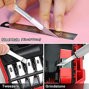 FASTPRO 31-Piece Precision Hobby Knife Set, Craft Knife with 26pcs Blades, Exacto Knife Set Included Tweezers, Grindstone, Steel Ruler and Storage Case, for Art Work, Scrapbooking, Stencil, Modeling