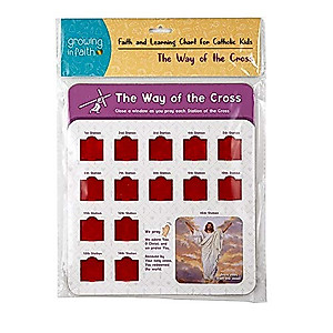 The Way of The Cross Window Chart Learning Activity for Catholic Kids, Vacation Bible School, Christian Sunday Church, 8 x 9 Inches