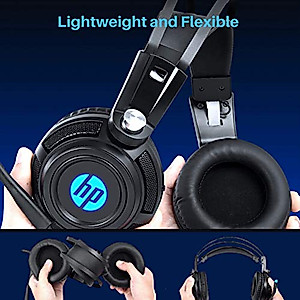 HP Headset with Microphone for PC, Wired, PS5 Headset Wired Headphones with Mic, PS4 Gaming Headset with Mic, Nintendo Switch, Laptop, Headphones Wired and LED Light