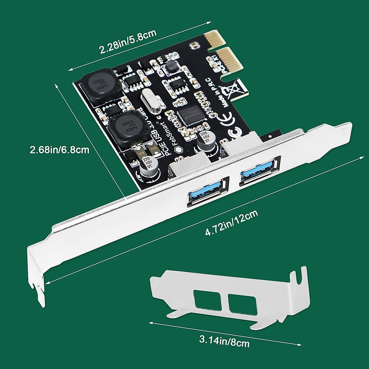FebSmart 2-Ports Superspeed 5Gbps USB 3.0 PCI Express Expansion Card for Windows, MAC OS X and Linux Desktop PCs, Built in Self-Powered Technology, No Need Additional Power Supply (FS-U2S-Pro)