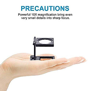 10X 28mm Mini Three-Folding 10X Magnifier Zinc Alloy Magnifier Magnifying Glass with Scale for Textile Optical Jewelry Tool, Pack of 3