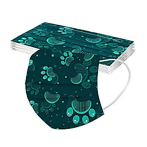 50PCS Cute Animal Claw Disposable Face Mask For Adults 3-Ply Breathable Cat Dog Paw Printed Paper Masks for Outdoor (Multi/A3)