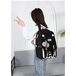 Tiedan Backpacks for girls mochila para niñas School Backpack with security lock with USB Charging Port (Black)