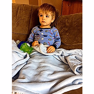 Higher Comfort Luxuriously Soft Baby Blanket - Baby Blue - 30" x 40" - Super Soft Baby Blankets for Boys | Receiving Blanket | Ideal for Newborns, Cribs, Strollers and Baby Showers