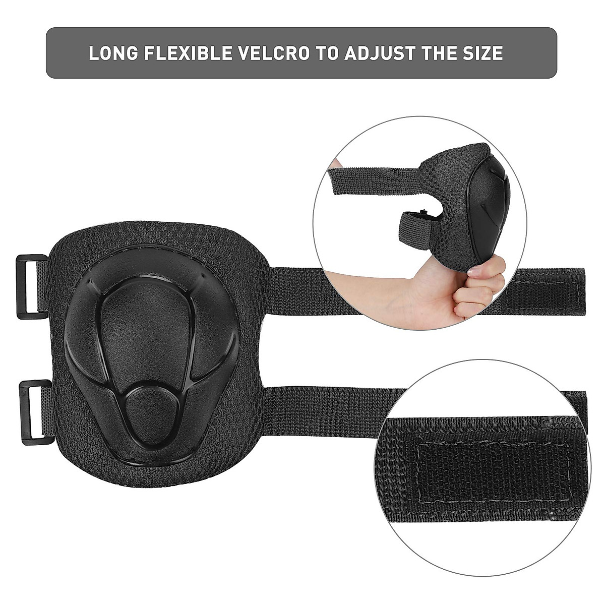 Kid's Protective Gear Set,Roller Skating Skateboard BMX Scooter Cycling Protective Gear Pads (Knee Pads+Elbow Pads+Wrist Pads),(Black)