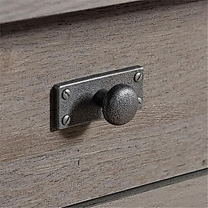 Pemberly Row Single Pedestal Desk in Engineered Wood-Mystic Oak Finish