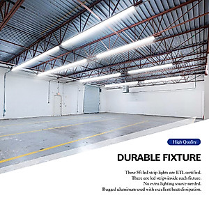 ANTLUX 110W LED Linear Strip Lights 8FT LED Shop Lights, 12000 Lumens, 5000K, 8 Foot Garage Lights, Surface Mount and Hanging Ceiling Lighting Fixture, Fluorescent Tube Replacement, 4 Pack