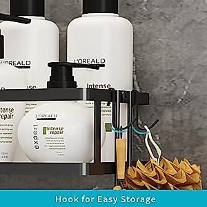 Over The Toilet Storage, Bathroom Organizer Shelves,Multifunctional Toilet Rack, No Drilling Space Saver with Wall Mounting Design,with Hook & Adhesive Base, Black