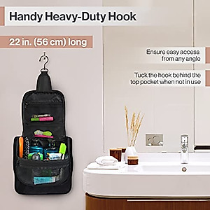 Wayfarer Supply Hanging Travel Toiletry Bag - Large Cosmetic Bag Organizer for Toiletries, Makeup and Shaving Supplies - Cruise and Travel Essentials for Women & Men, Black