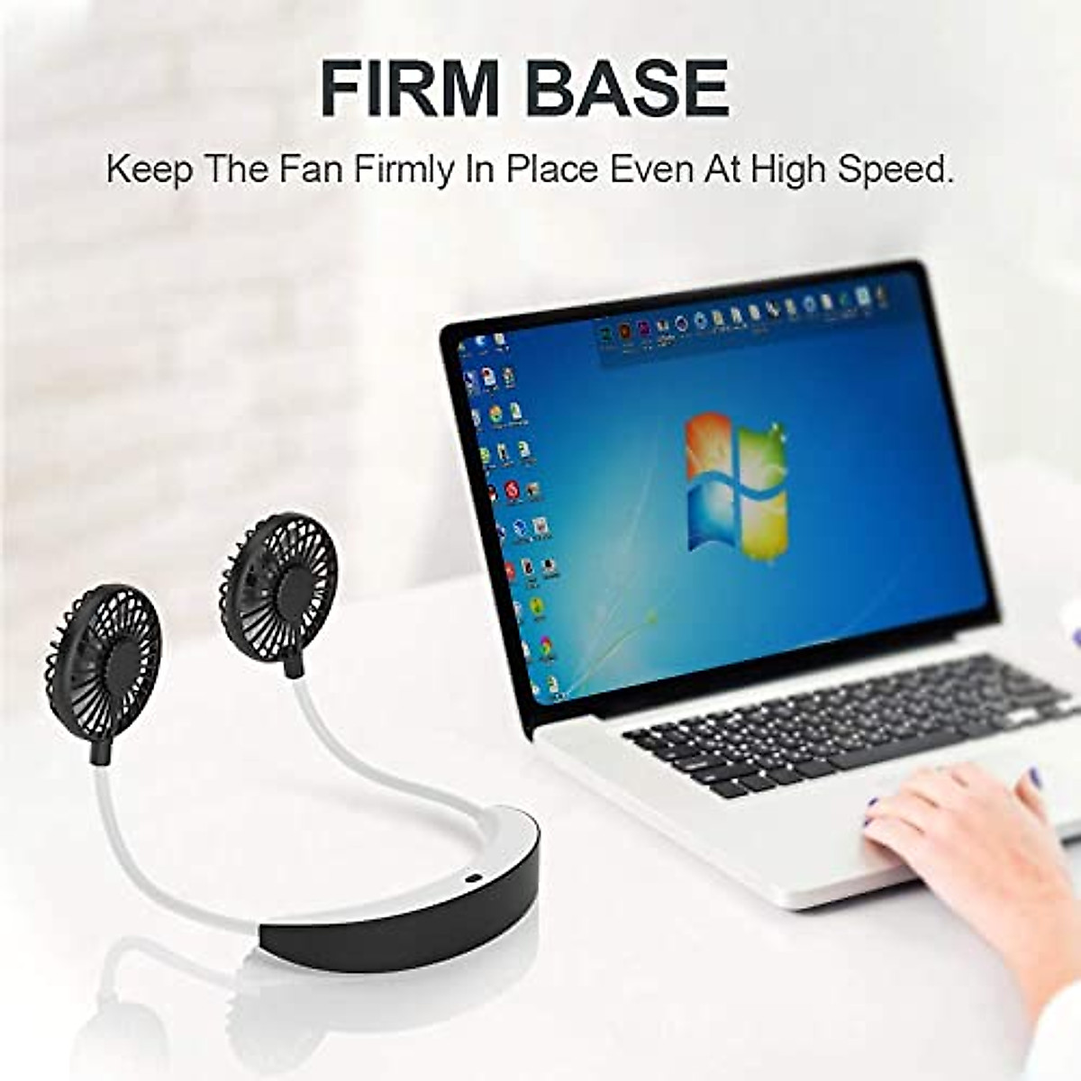 iHoven Portable Neck Fan, USB Rechargeable small desk Fans 5200mAh Battery Operated Wearable Face Fan Hand-Free Cooling Personal Fan for Neck Travel Sports Office Outdoor