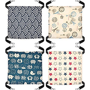 Boao 4 Pieces Rat Hammock Ferret Hammock Rat Toys Guinea Pig Cage Hammock Rat Hammock for Cage Rat Cage Accessories(Tower, Five Stars, Water Ripples, Cat Head)