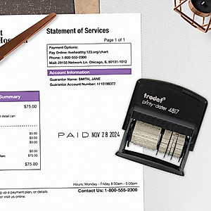 Trodat Printy 4817 Economy Dial-A-Phrase, 12 Popular Office Messages, Month in Letters, Day and Year in Numbers, Rubber Date Stamp – Self Inking Black Ink