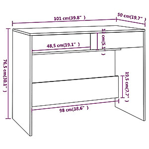 vidaXL Desk Sonoma Oak 39.8"x19.7"x30.1" Engineered Wood
