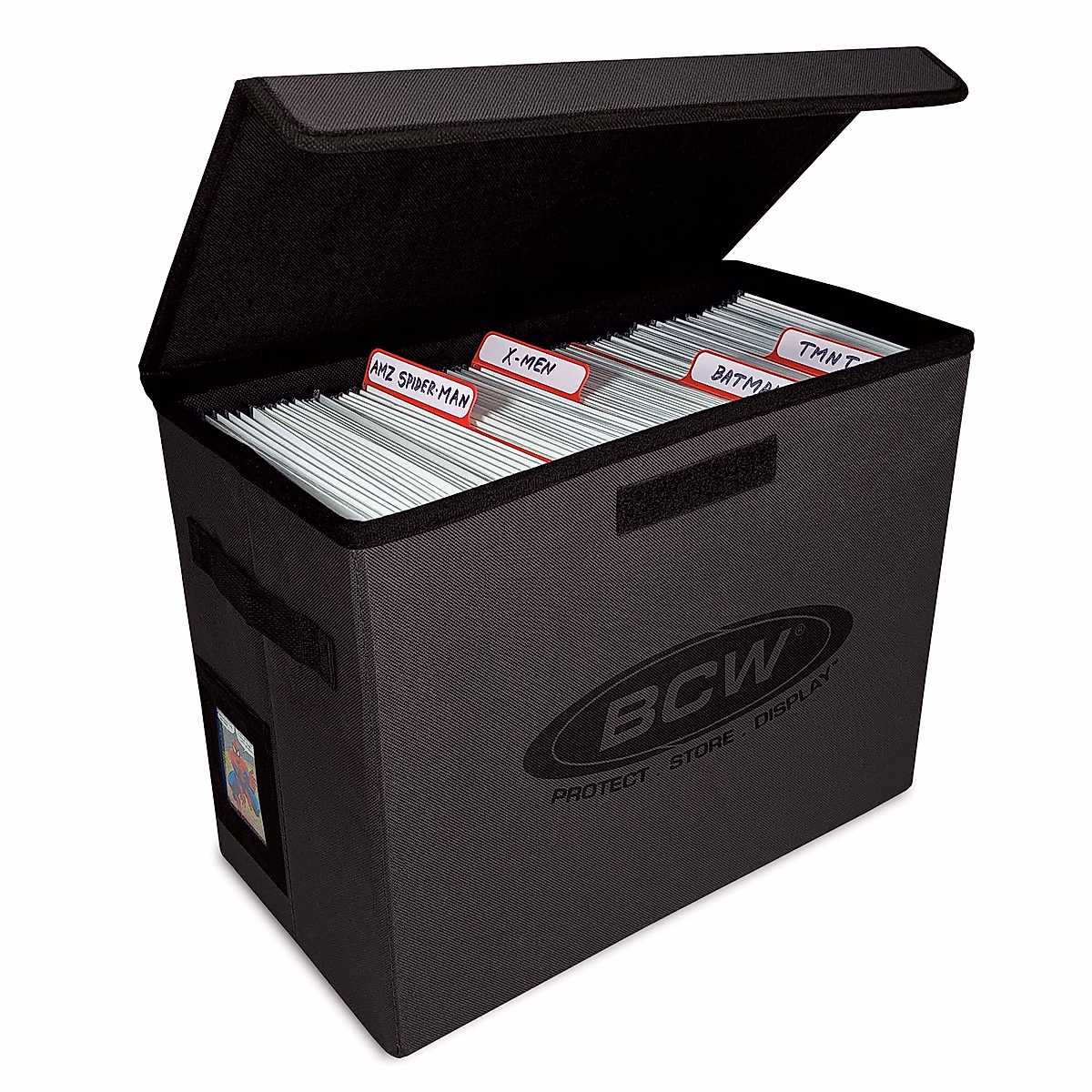 BCW Comic Book Storage Box - 1 ct | Foldable Comic Book Case | Each fits 125-150 Sleeved and Boarded Comic Books | Comic Book Storage For Silver, Bronze, and Current Comics (Single, Gray)