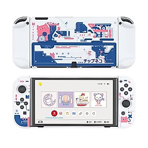 GeekShare Protective Case Slim Cover Case Compatible with Nintendo Switch OLED and Joy-Con - Shock-Absorption and Anti-Scratch - Circuits Cat