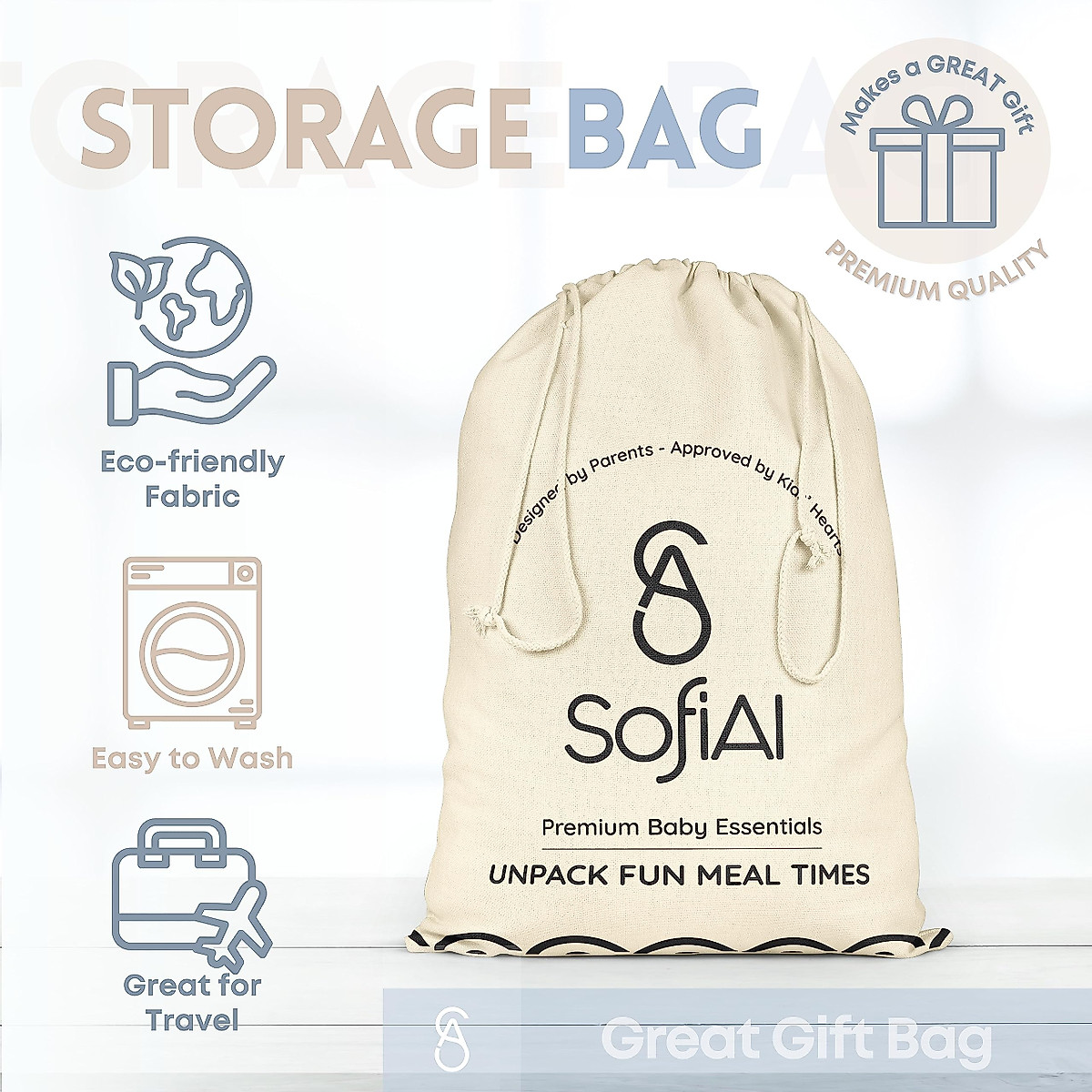 All In One Silicone Baby Feeding Set By SofiAl - Safe for 6-12 Months - Non-Toxic Baby Led Weaning Supplies, Suction Plate Or Bowl, Bib, Spoon & Gift Bag - BPA-Free - Mess Free Baby Feeding Essentials