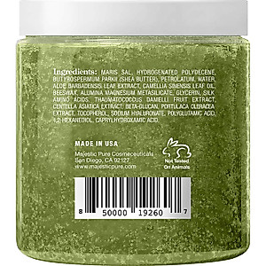 Majestic Pure Matcha Green Tea Body Scrub for All Natural Skin Care - Exfoliating Multi Purpose Body and Facial Scrub Moisturizes and Nourishes Face and Skin - 10 oz - Great Gift for Her